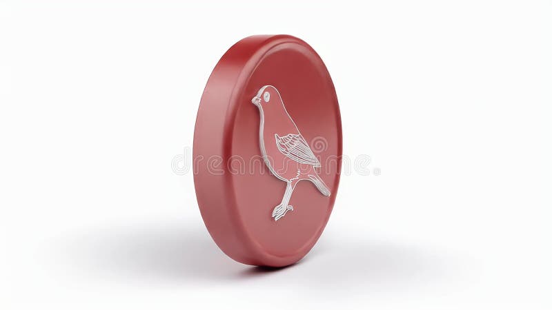 Red Round Button with Bird Icon: 3D Render Stock Video - Video of ...
