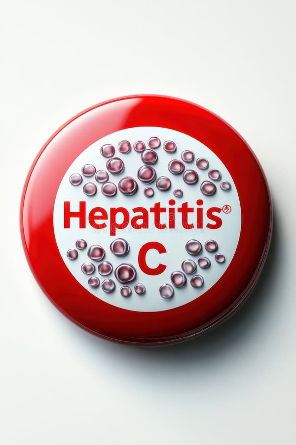 Red Button with Text and Virus Symbols Promoting Awareness of Hepatitis ...