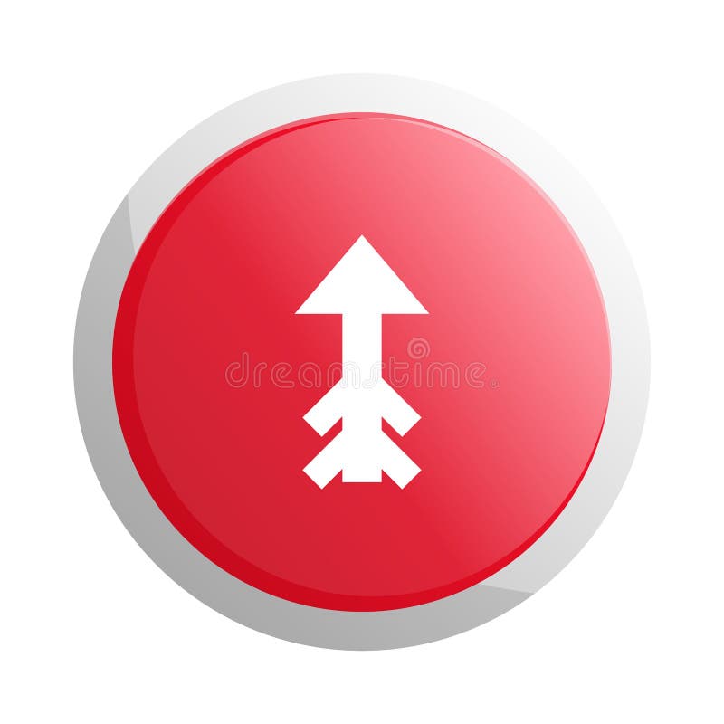Red Round Button with Up Arrow Symbol Stock Vector - Illustration of ...