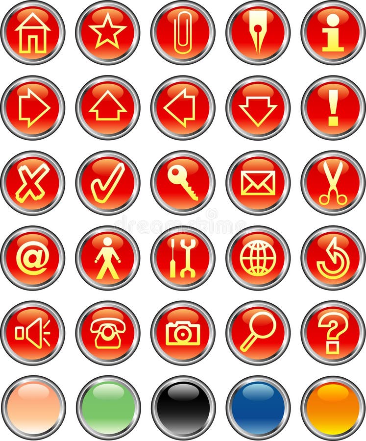 Wooden, Round Video Game Buttons Stock Vector - Illustration of design ...