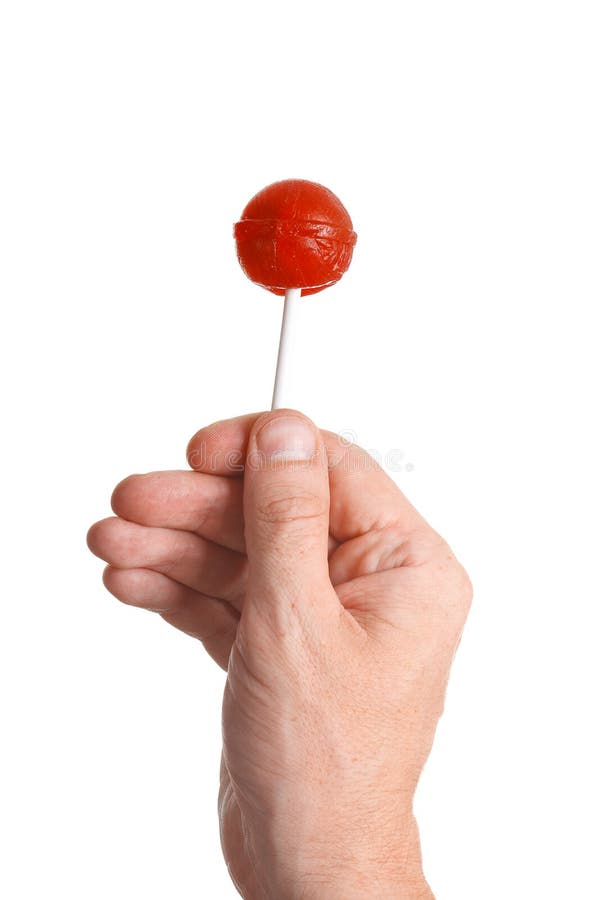 Red Round Candy in Hand Isolated on White Stock Image - Image of yummy ...