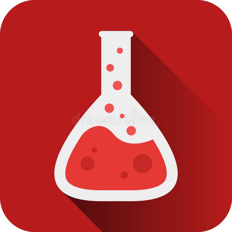 Red Round Chemical Lab Flask with Liquid Icon. Flat Design Style Stock ...