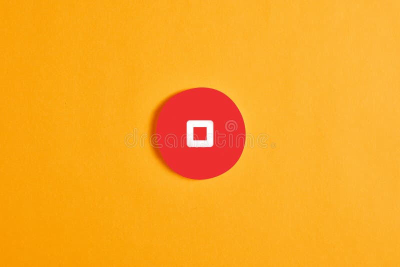 Red Round Circle with a Stop Button or Icon Stock Image - Image of ...