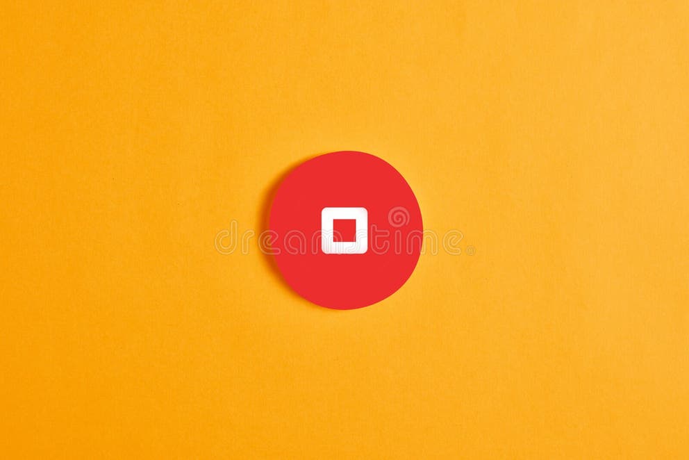Red Round Circle with a Stop Button or Icon Stock Image - Image of ...