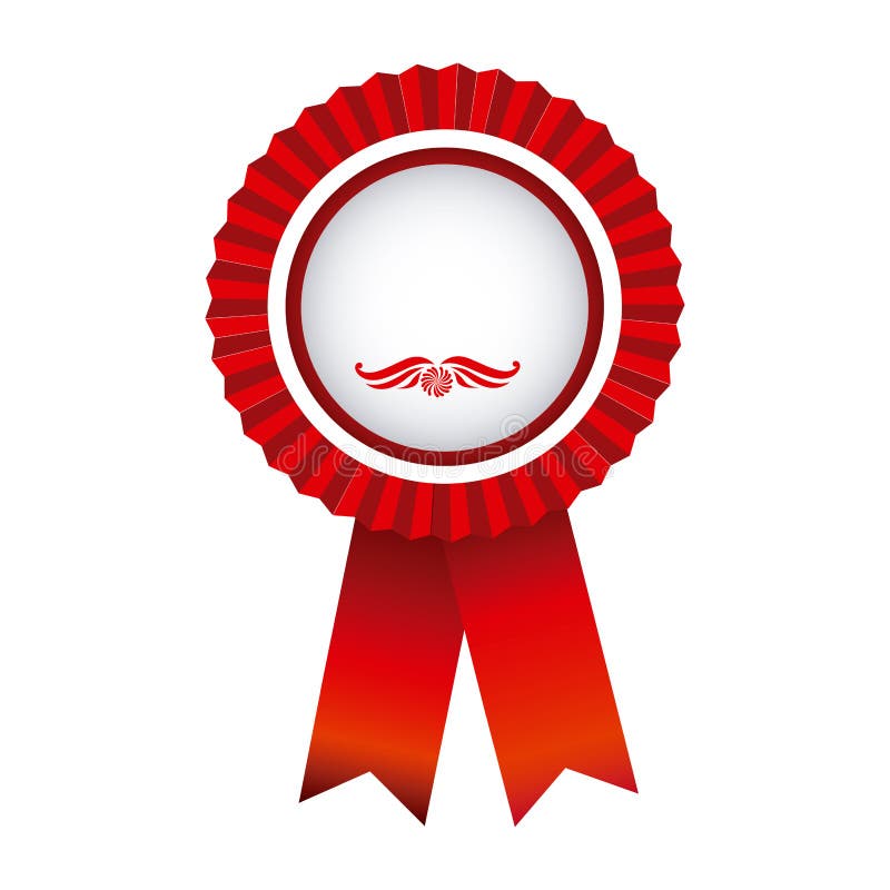 Red Round Emblem with Ribbon Icon Stock Illustration - Illustration of ...