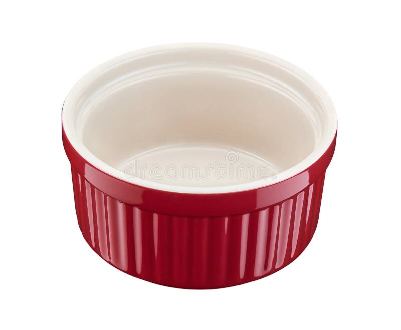 Red Round Empty Porcelain Ramekin on a White Background Stock Photo ...