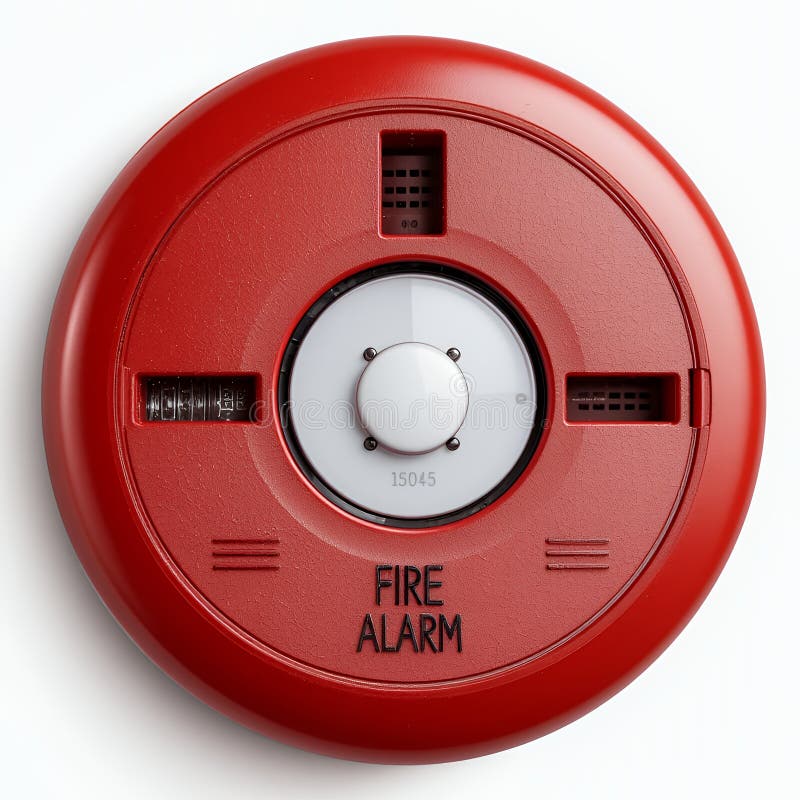 Red Round Fire Alarm on White Background Stock Illustration ...