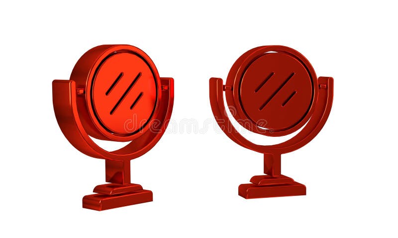 Red Round Makeup Mirror Icon Isolated on Transparent Background. Stock ...