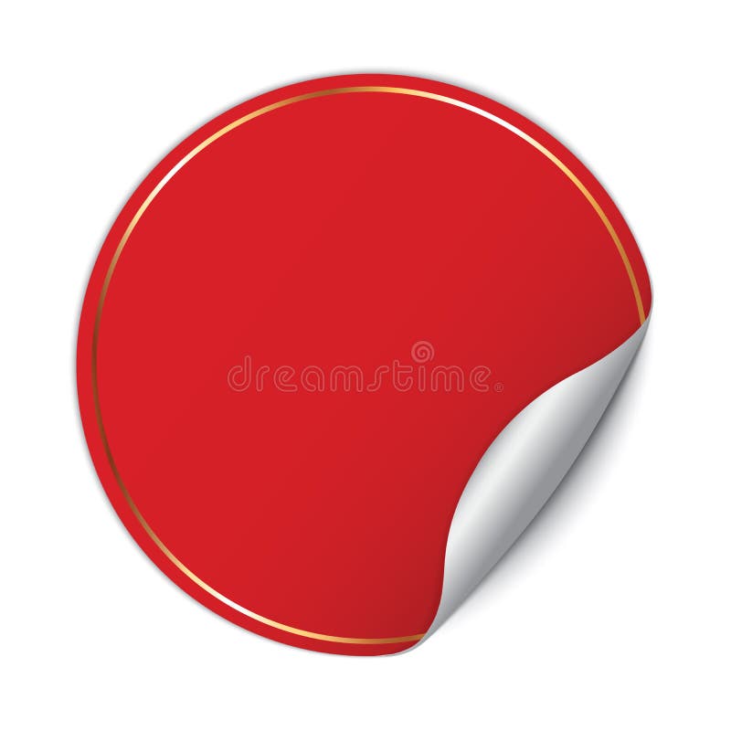 Red Round Note Paper Banner with Golden Frame on Transparent Background ...