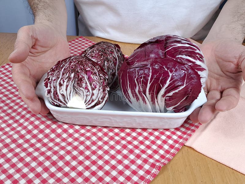 Red Round Radicchio in the Plate Stock Photo - Image of dessert ...