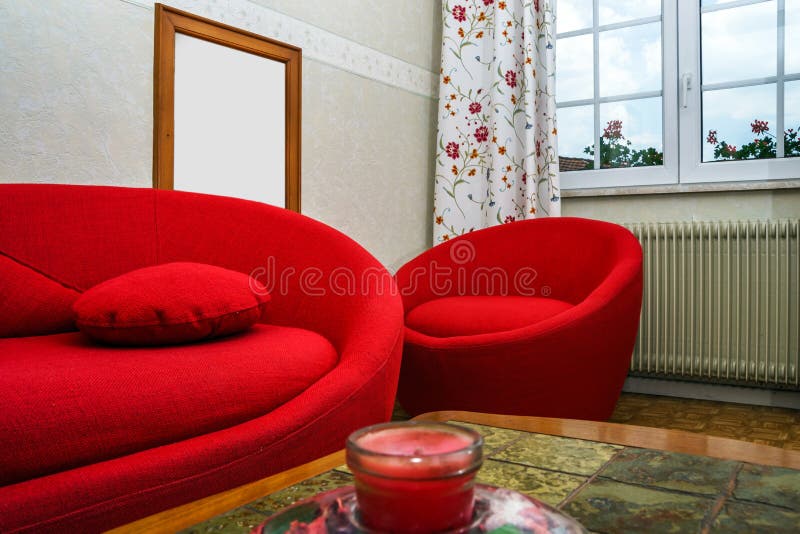 Red round sofa stock image. Image of sofa, hotel, luxury - 45758043