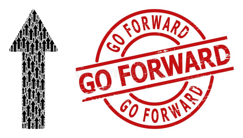 Up Arrow Icon Recursive Collage and Textured Go Forward Badge Stock ...