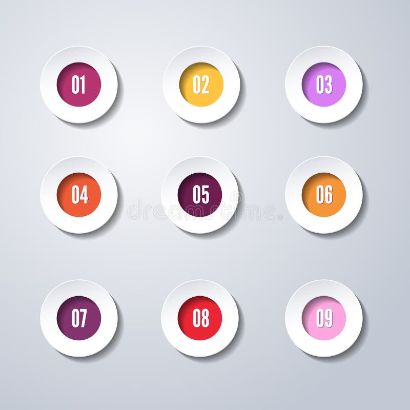 Red Round Stickers with Numbers . Vector Illustration Stock ...