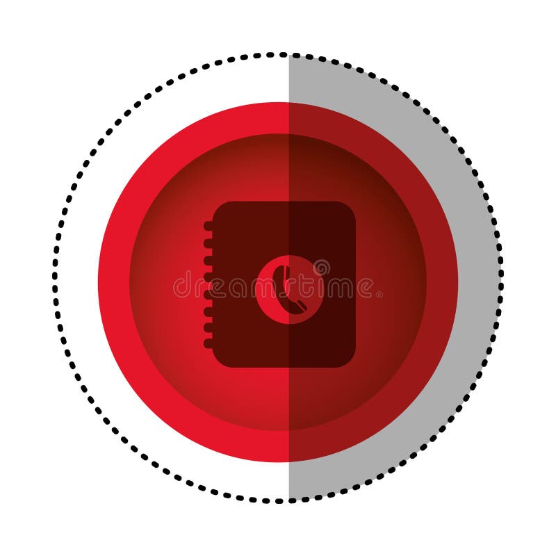 Red Round Symbol Notebook with Phone Sign Icon Stock Illustration ...
