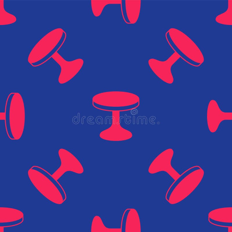 Red Round Table Icon Isolated Seamless Pattern on Blue Background ...