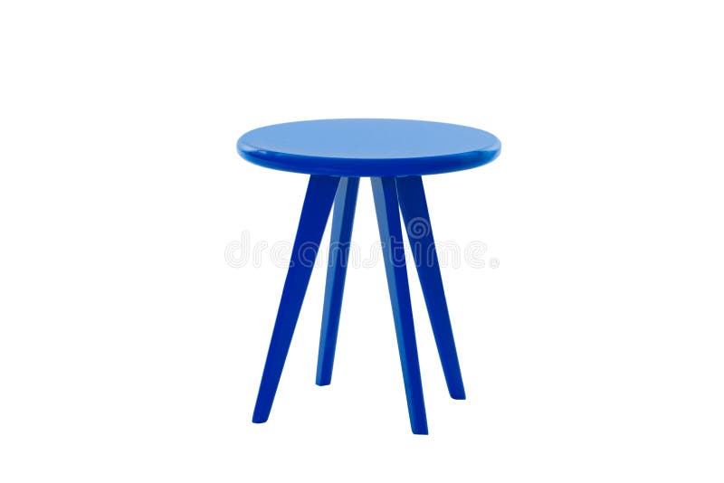 Blue Round Table White Background Stock Image - Image of decorative ...