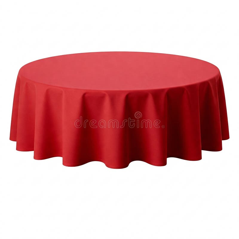 Red Round Tablecloth, Isolated on White Background Stock Illustration ...