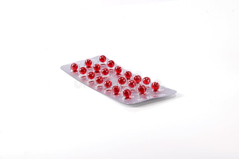 Red Round Tablets in an Isolation Stick Stock Image - Image of medicine ...