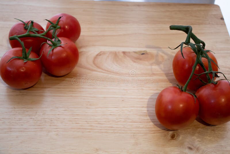 Red Round Tomatoes in a Wooden Board Stock Photo - Image of food, color ...