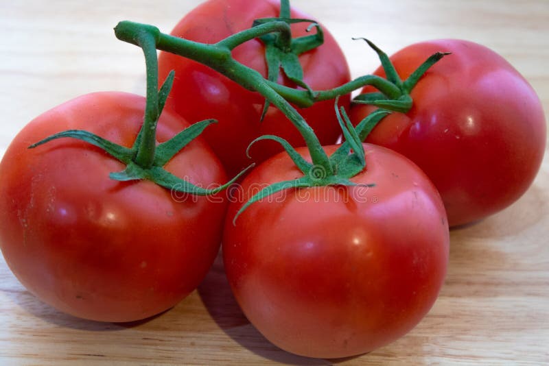 Red Round Tomatoes in a Wooden Board Stock Image - Image of ripe, round ...