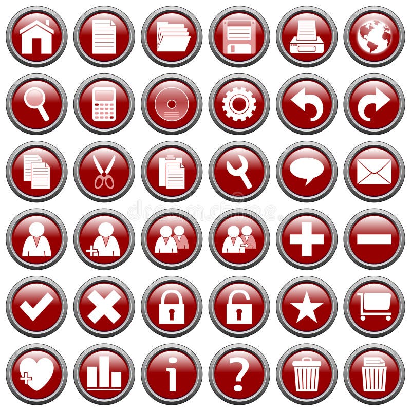 Red Round Web Buttons [1] stock illustration. Illustration of clipboard ...