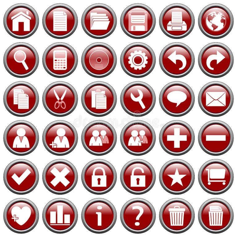 Red Round Web Buttons [1] stock illustration. Illustration of clipboard ...