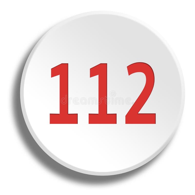 Red 112 in Round White Button with Shadow Stock Illustration ...