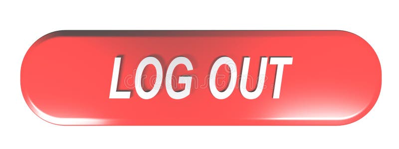 Red Rounded Rectangle Push Button To LOG OUT - 3D Rendering Stock ...