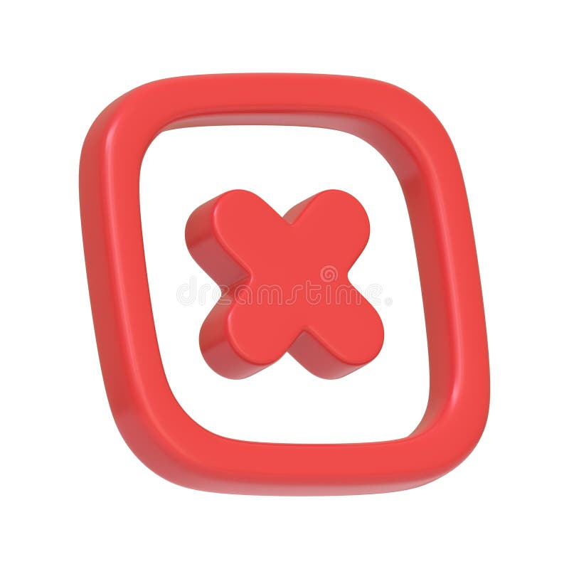 Red Rounded Square Button Featuring a Bold Cross Isolated on a White ...