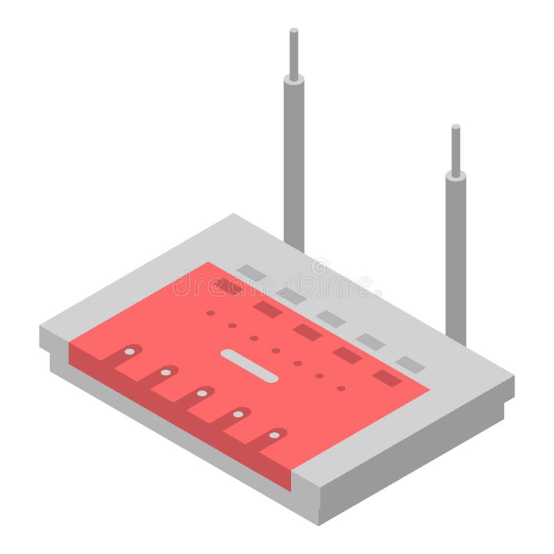 Red Router Icon, Isometric Style Stock Vector - Illustration of sharing ...