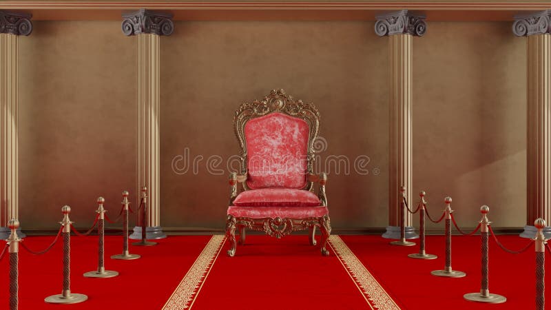 Red Royal Throne, Throne Room, Red Carpet Leading To the Luxurious ...