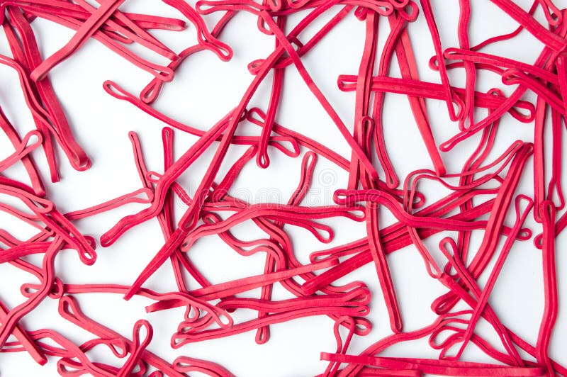 Red Rubber Bands Isolated on White Stock Photo - Image of color, object ...