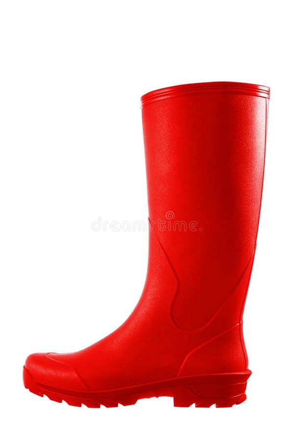 Red Rubber Boots Isolated on White Background. Outdoor Shoes for ...
