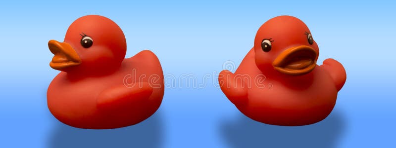 Red Rubber Ducks on Light Blue Background Stock Image - Image of fresh ...