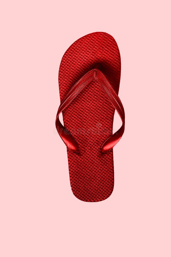Red Rubber Flip Flops, Isolated On A White Background Stock Photo ...