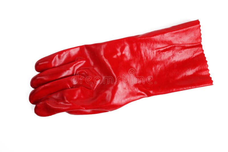 Red Rubber Gloves on a White Background Stock Image - Image of domestic ...