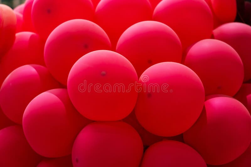 Red Rubber Inflatable Balloons Close Up Texture. Stock Image - Image of ...