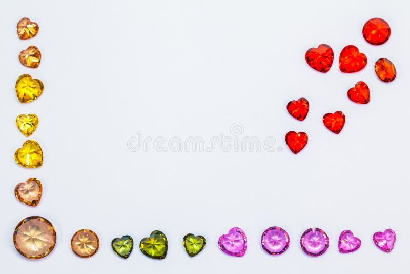 Red Ruby and Amethyst Diamonds in Top Corner of White Flame Stock Photo ...