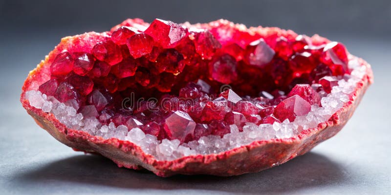 Red Ruby Closeup of Geode Crystal Gemstone AI-Generated Content Stock ...