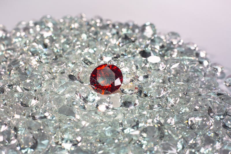 Red Ruby Diamonds are Placed on a Pile of White Diamonds Stock Image ...