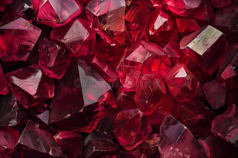 Red Ruby Gem Crystals Background, Top View Stock Illustration - Illustration of diamond ...