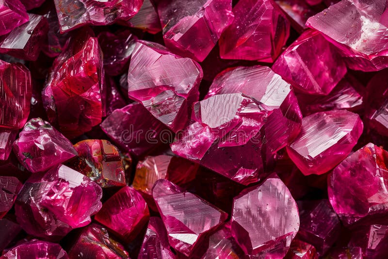 Red Ruby Gem Crystals Background, Top View Stock Illustration ...