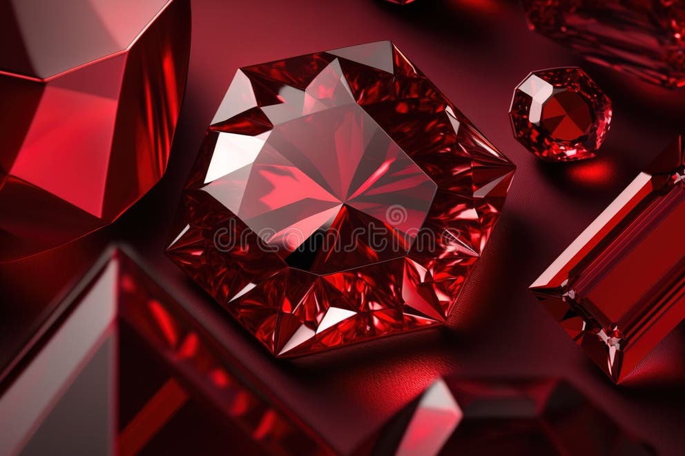 Red Ruby Gemstone Close Up Top View. Precious Stone Concept Stock ...