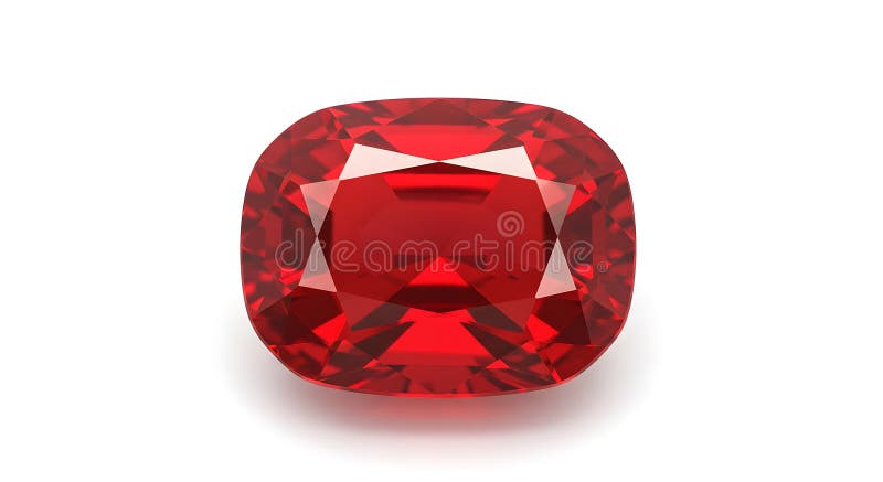 Red Ruby Gemstone Cushion Cut Isolated on White Background Stock ...