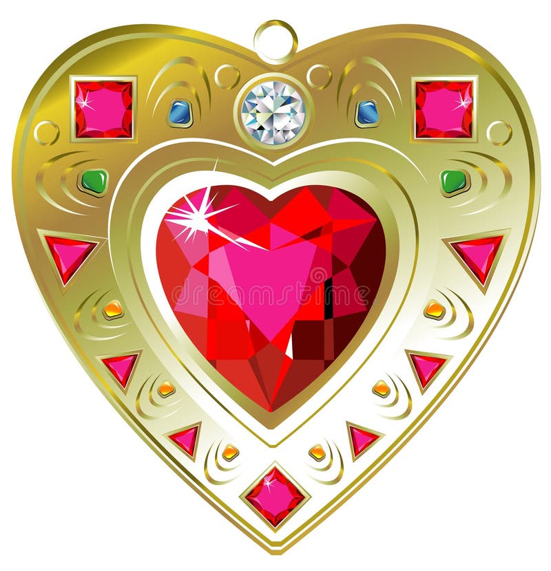 Red Ruby Heart Struck by Cupid Arrow Stock Vector - Illustration of ...