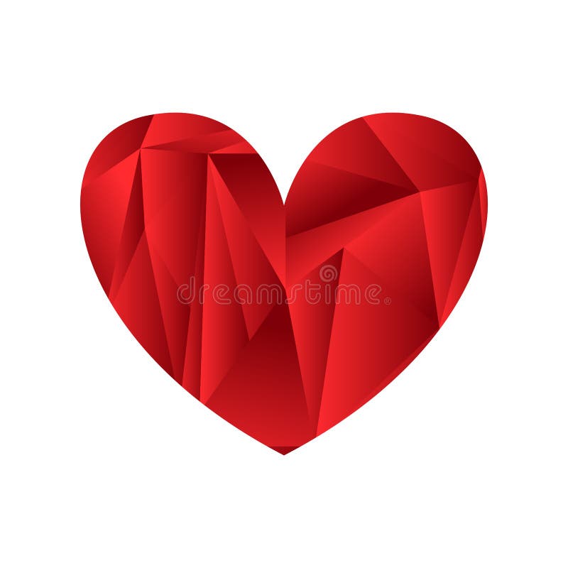 Red Ruby Heart Shape of Triangles. a Design Element for Valentine`s Day ...