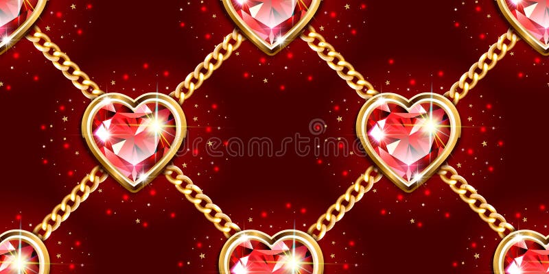 Red Ruby Heart Shaped Chain Gold Cage Vector Stock Vector ...