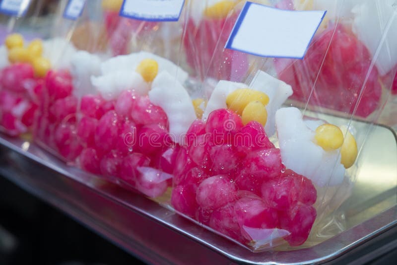 Red Ruby-like Chestnut in Coconut Cream Sauce Stock Photo - Image of ...