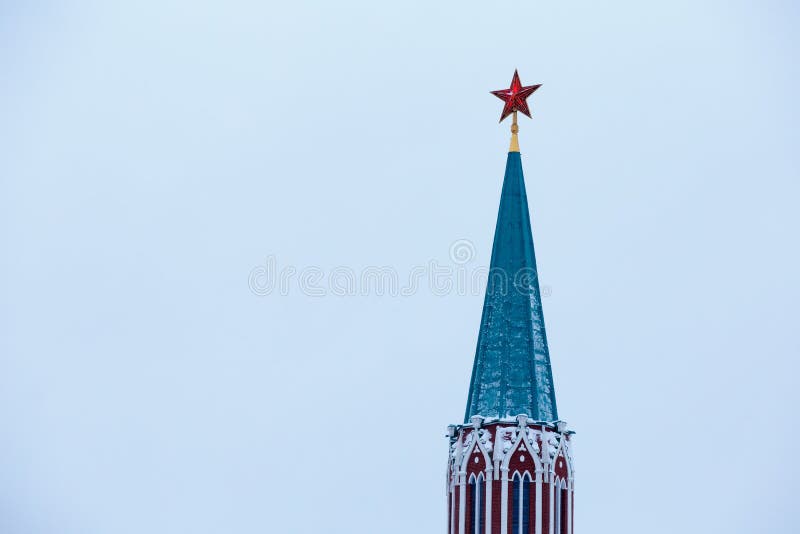 Red Ruby Star on the Top of Moscow Kremlin Tower. Stock Photo - Image ...