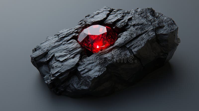 Red Ruby on a Textured Dark Mineral Stock Illustration - Illustration ...